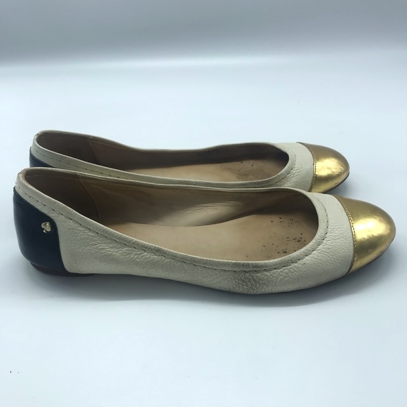 kate spade | Shoes | Kate Spade Gold Cap Toe Ballerina Flats | Poshmark